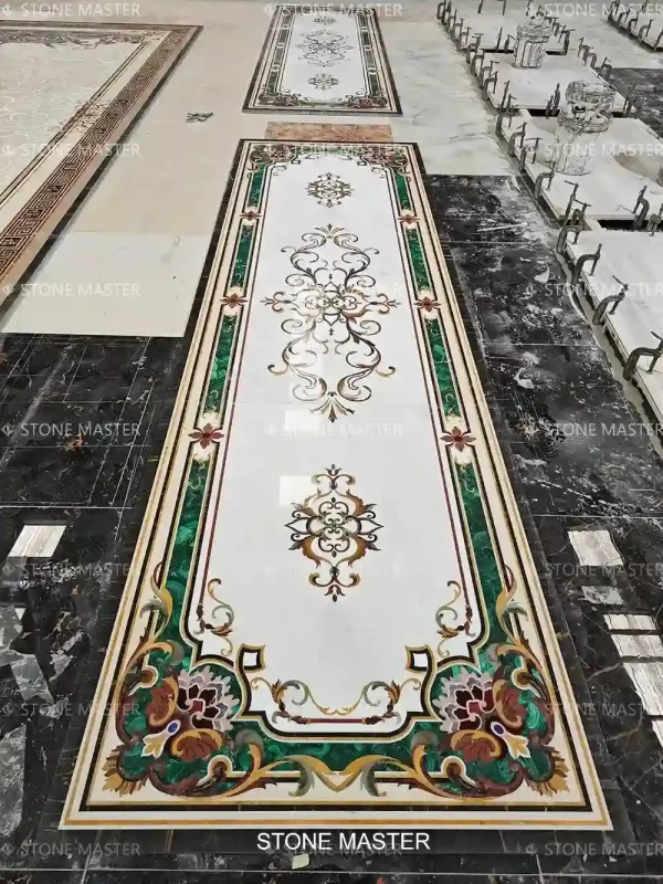 Royal Custom Flooring with Style Marble and Decorative Inlay