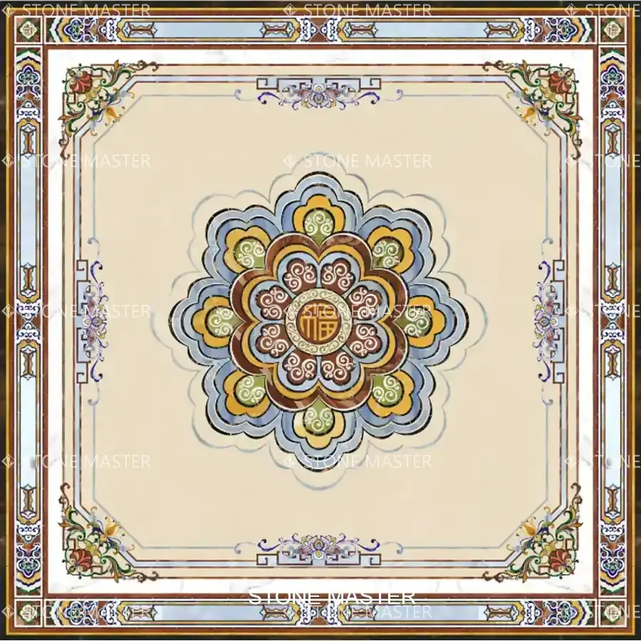 Royal Custom Flooring with Designer Marble Inlay Design