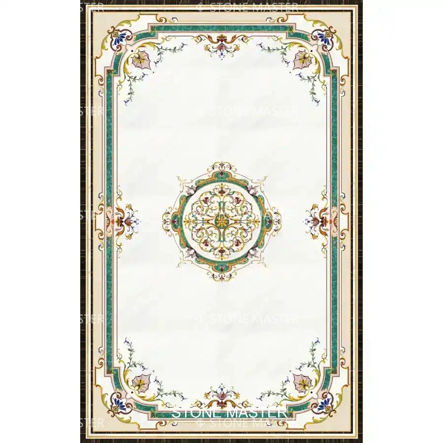 Royal Custom Flooring with Style Marble and Decorative Inlay