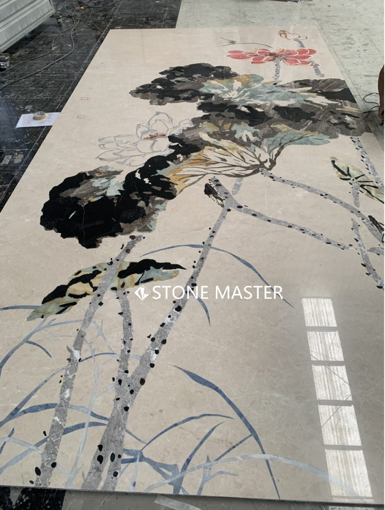 Marble Inlay Background Wall Decor – Lotus Design