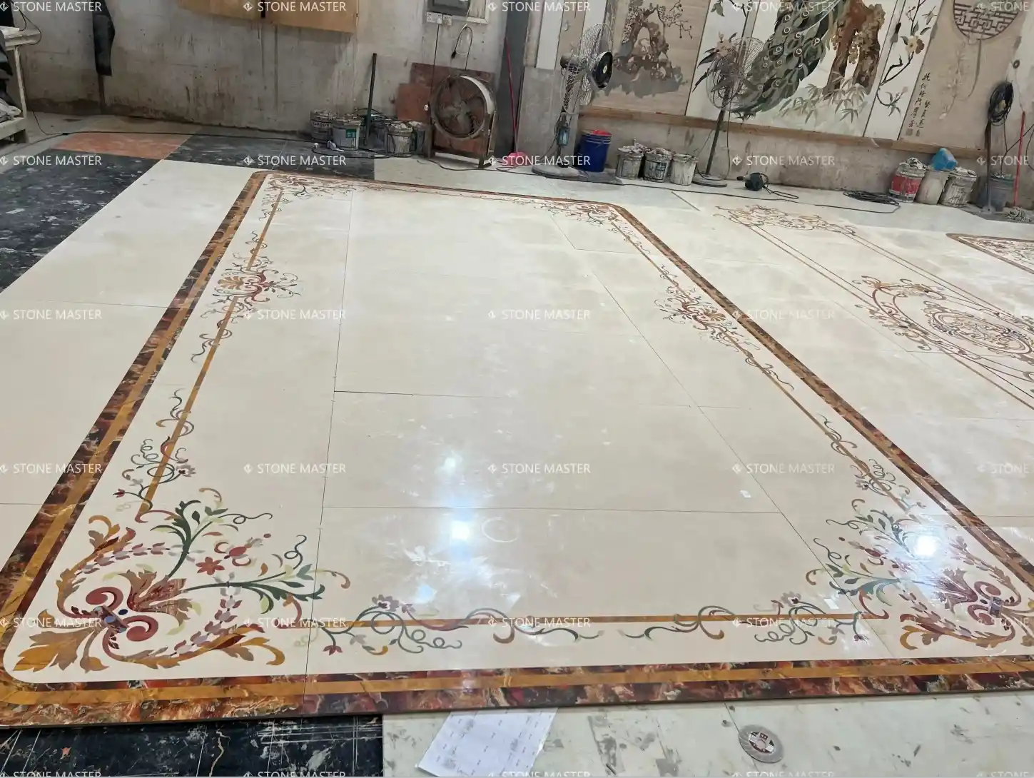 Marble Inlay Flooring Masterpiece for Luxury Villa
