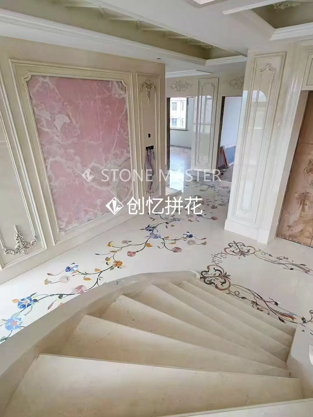 Floor Design Masterpiece: Custom Marble Inlay for Luxury Villas